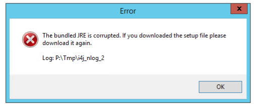 JRE is corrupt error message appears during installation of the PMC or Agent